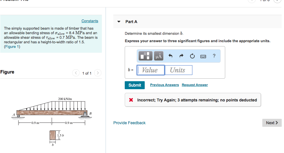 Solved Constants Part A The simply supported beam is made of | Chegg.com