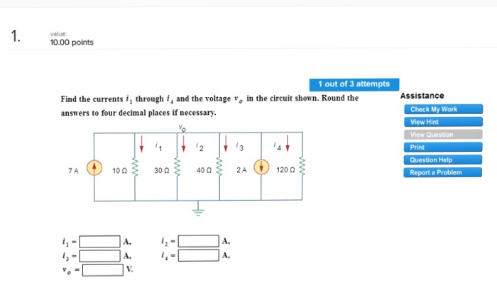 Solved Find the currents i_1 through i_4 and the voltage v_0 | Chegg.com