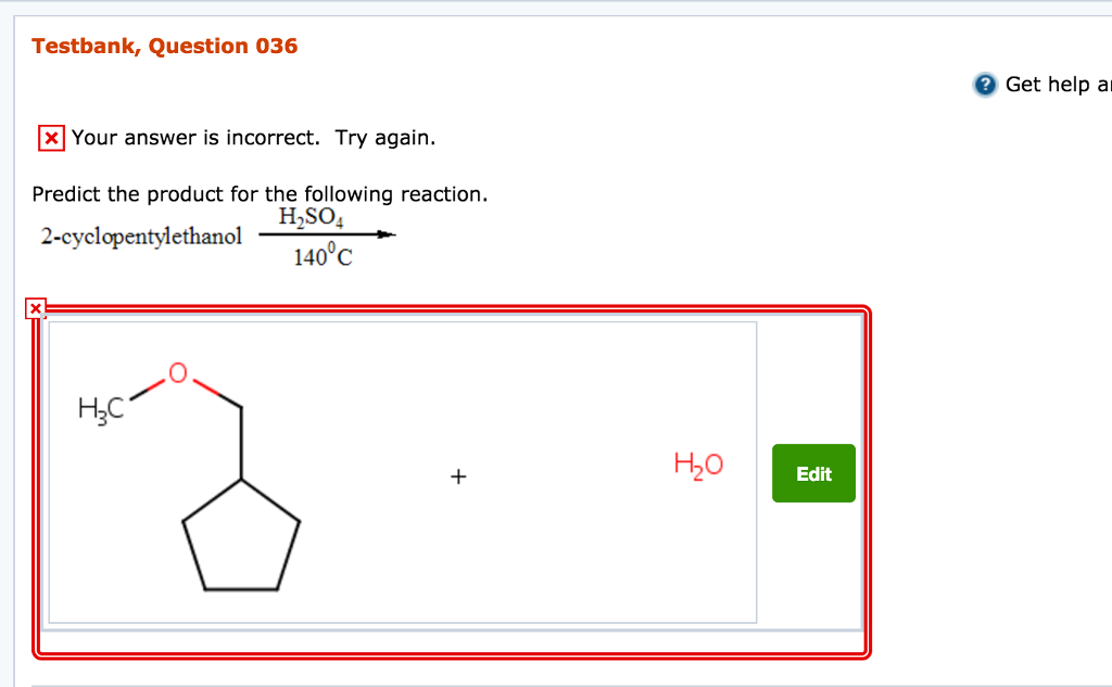 Solved Your answer is incorrect. Predict the product for | Chegg.com
