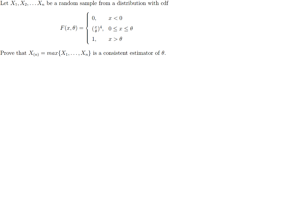 Solved Let X1, X2, Xn be a random sample from a distribution | Chegg.com