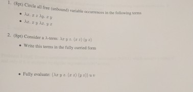 Circle all free (unbound) variable occurrences in the | Chegg.com