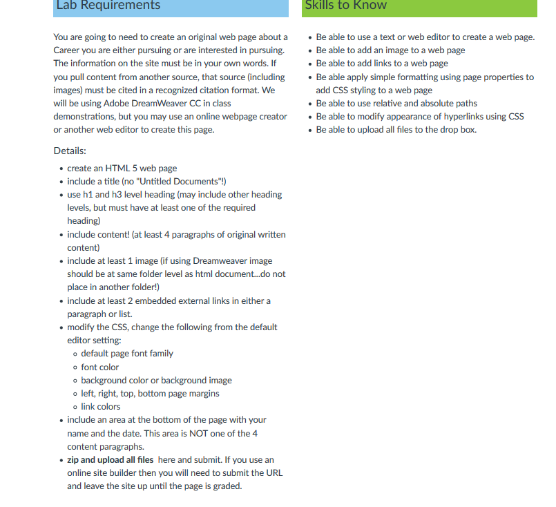 Solved Lab Requirements Skills to Know You are going to need | Chegg.com
