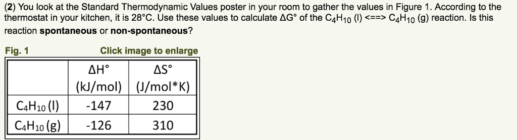 Solved (2) You look at the Standard Thermodynamic Values | Chegg.com