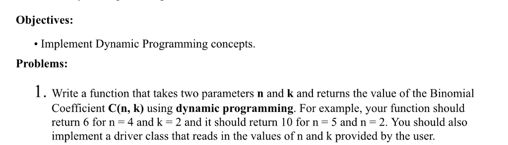 Solved Write a function that takes two parameters n and k | Chegg.com