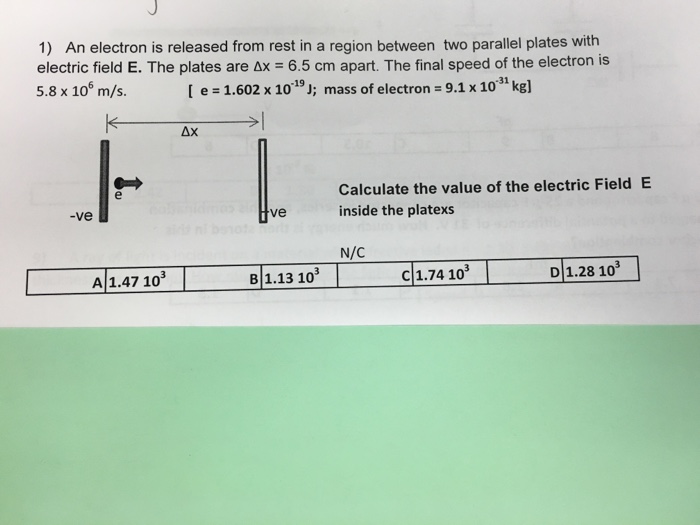 Solved An electron is released from rest in a region between | Chegg.com