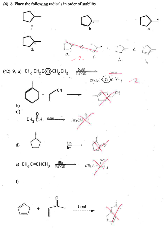 Solved Place the following radicals in order of stability. | Chegg.com
