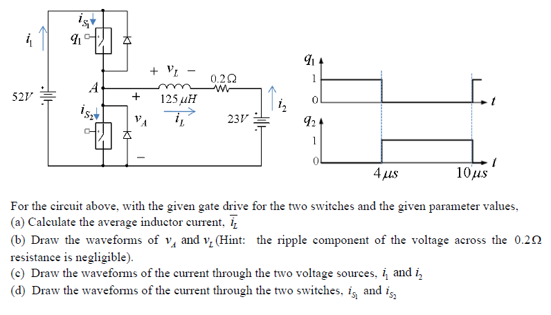 Solved For the circuit above, with the given gate drive | Chegg.com