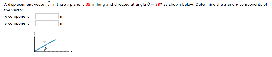 Solved A displacement vector r in the xy plane is 35 m long | Chegg.com