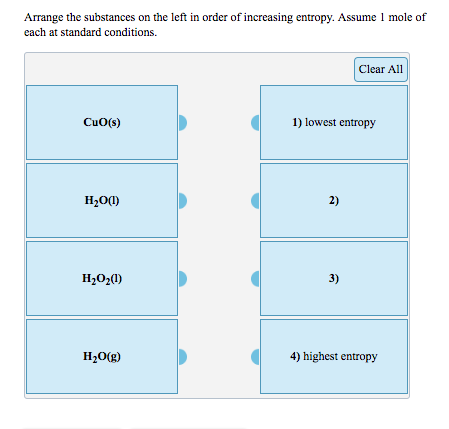 Solved Arrange the substances on the left in order of | Chegg.com