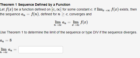 Solved Theorem 1 Sequence Defined by a Function the sequence | Chegg.com