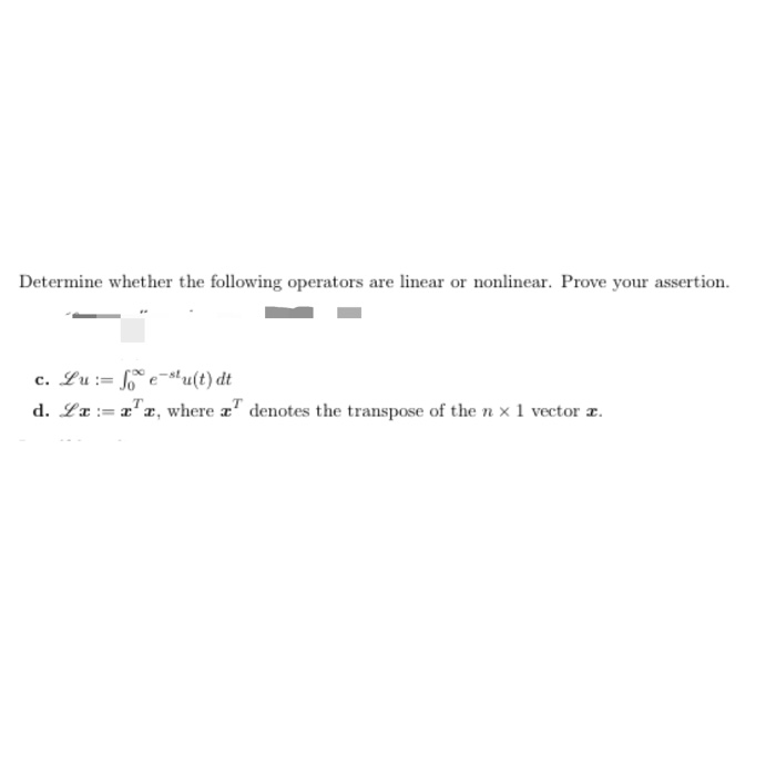 Solved Determine whether the following operators are linear | Chegg.com