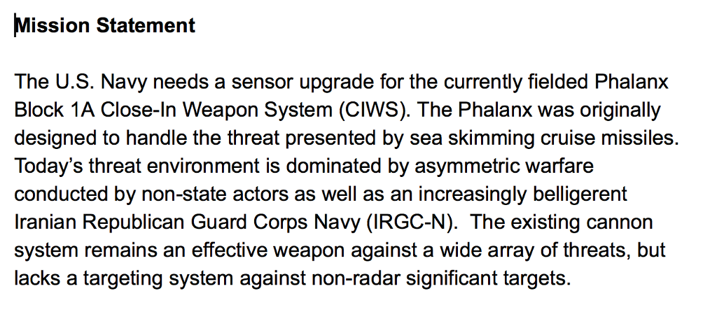 Proposed sensor suite location for Phalanx Block 1B | Chegg.com
