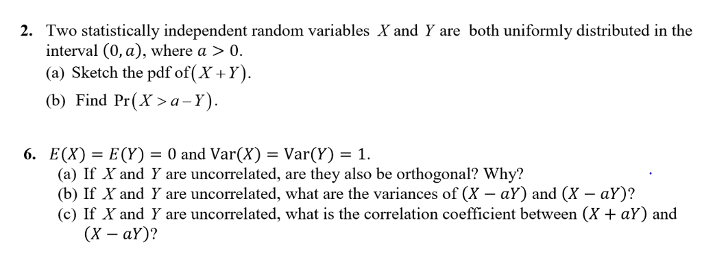Solved 2. Two statistically independent random variables X | Chegg.com