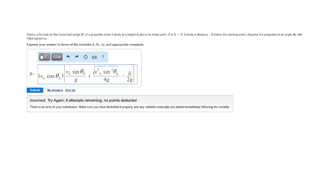 Solved Derive a formula for the horizontal range R, of | Chegg.com
