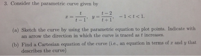 Solved Consider the parametric curve given by x = t/t - 1, | Chegg.com