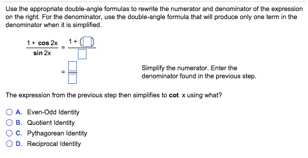 Solved Use the appropriate double-angle formulas to rewrite | Chegg.com