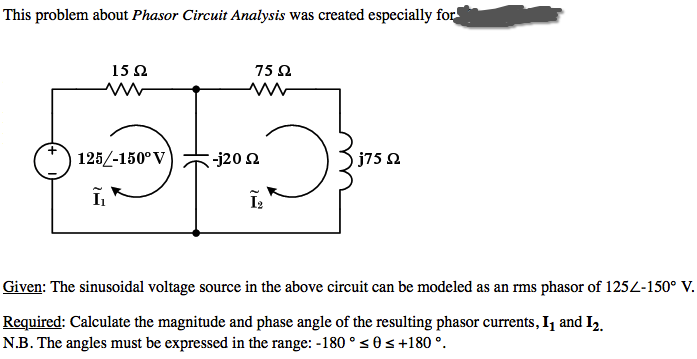 Solved This problem about Phasor Circuit Analysis was | Chegg.com