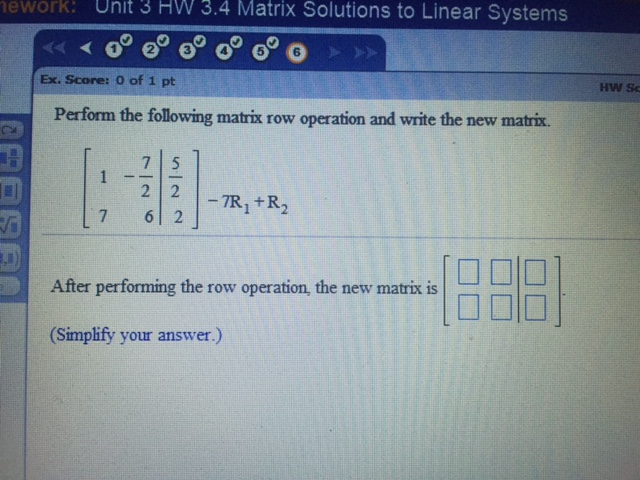 Solved Perform the following matrix row operation and write | Chegg.com