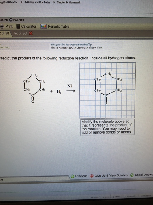 Solved Predict the product of the following reduction | Chegg.com