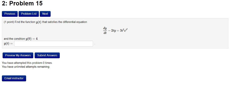 Solved 2: Problem 15 Previous Problem List Next (1 point) | Chegg.com