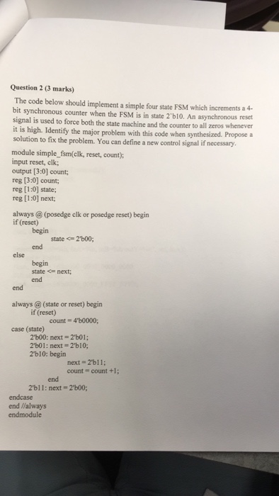 Solved The code below should implement a simple four state | Chegg.com