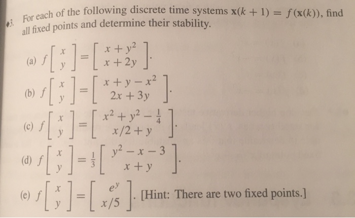 Solved For Each Of The Following Discrete Time Systems X K
