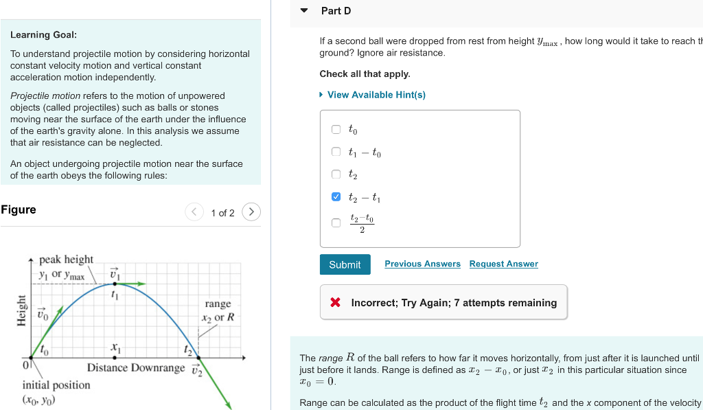 Solved Part D Learning Goal If a second ball were dropped | Chegg.com