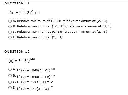 Solved f(x) = x^3 - 3x^2 + 1 f(x) = 3 - 6^x)^140 | Chegg.com