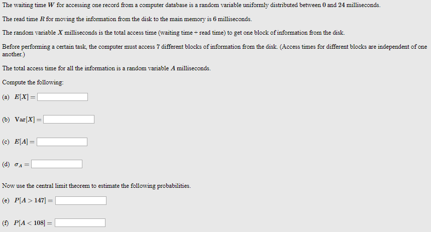 The Waiting Time W For Accessing One Record From A
