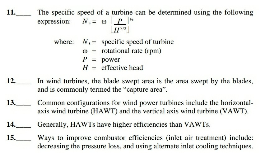 Solved The specific speed of a turbine can be determined | Chegg.com