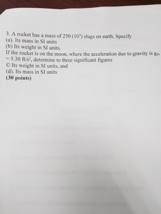 Solved A rocket has a mass of 250 (103) slugs on earth. | Chegg.com