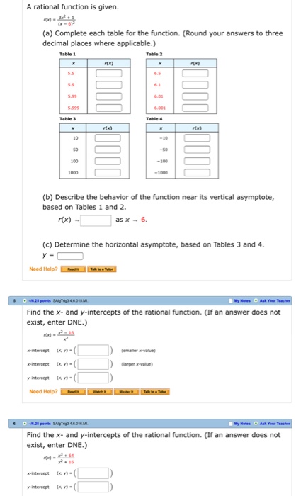 Solved A rational function is given. f(x) = 3x^2 + 1/(x - | Chegg.com