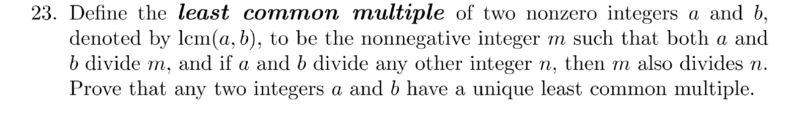 Solved Define the least common multiple of two nonzero | Chegg.com