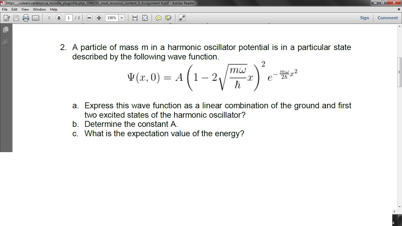 Solved 2. A particle of mass m in a harmonic oscillator | Chegg.com
