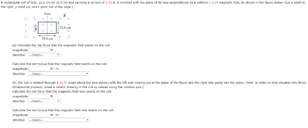 Solved A rectangular coil of wire, 22.0 cm by 35.0 cm and | Chegg.com