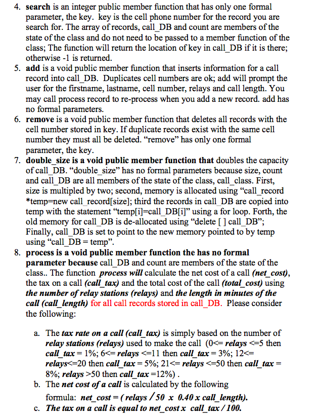 Solved You will implement class called "call class". The | Chegg.com