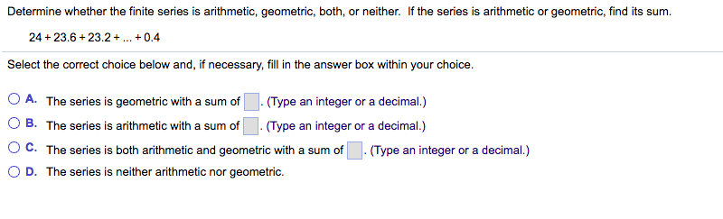 Solved Determine Whether The Finite Series Is Arithmetic
