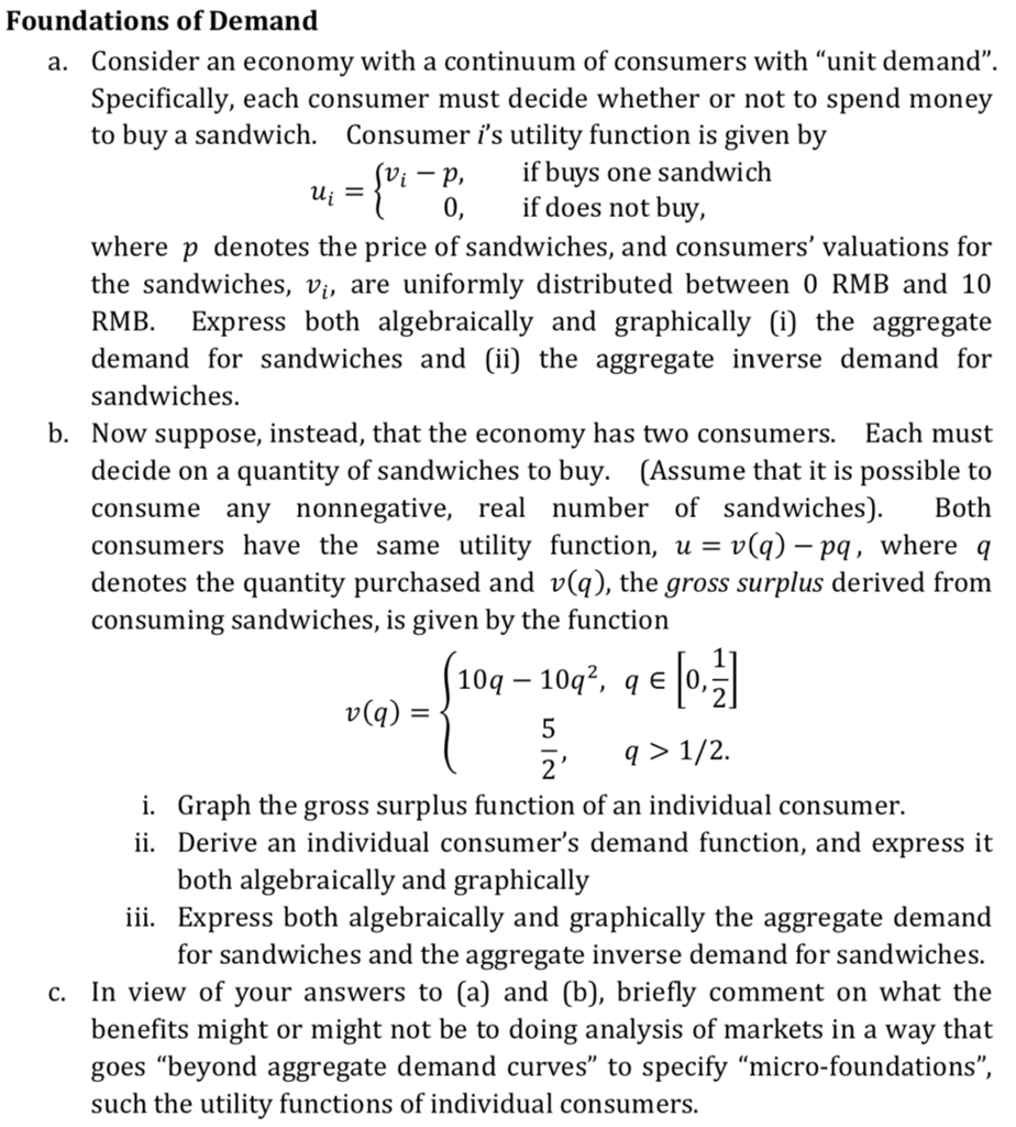 Solved Foundations of Demand Consider an economy with a | Chegg.com