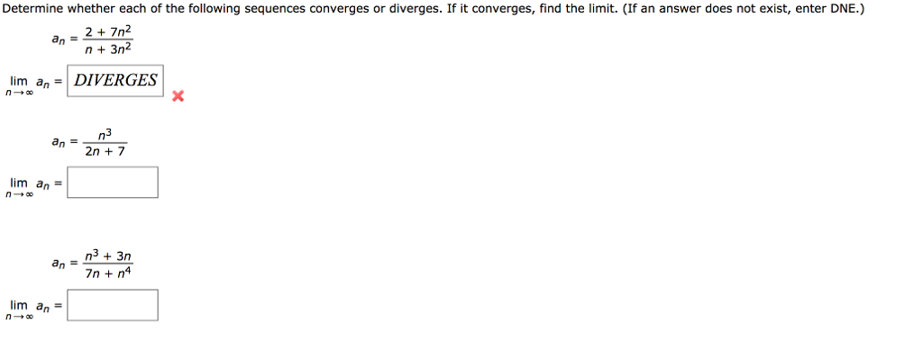 Solved Determine whether each of the following sequences | Chegg.com