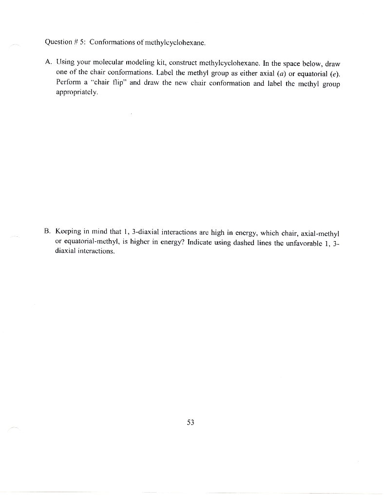 Solved Conformation of methylcyclohexane. Using your | Chegg.com