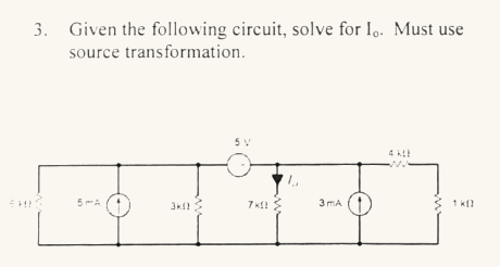 Solved Given the following circuit, solve for I_o, Must user | Chegg.com