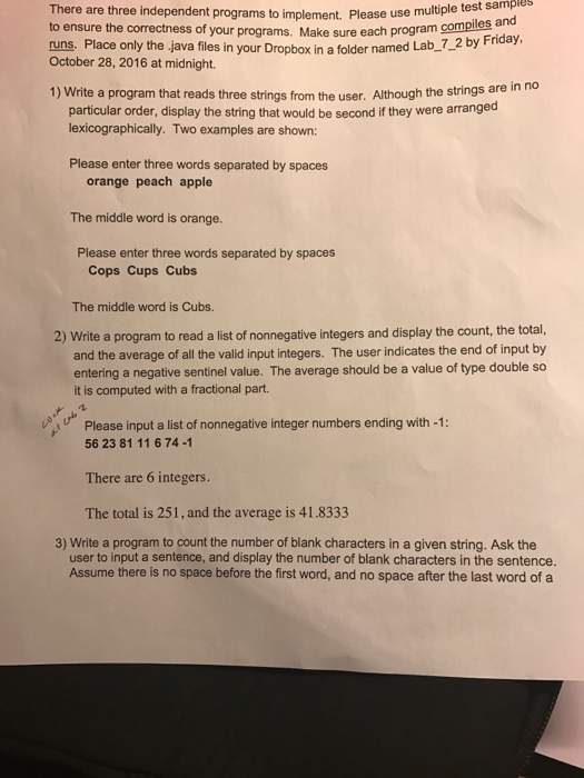 Solved There are three independent programs to implement. | Chegg.com