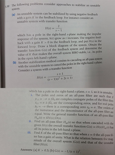 Solved following problems consider approaches to stabilize | Chegg.com