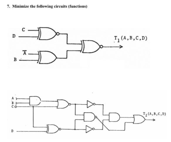 Solved 7. Minimize the following circuits (functions) T, (A, | Chegg.com