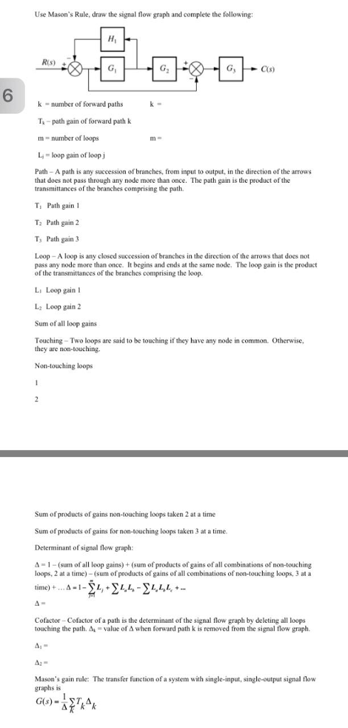 Solved Use Mason's Rule, draw the signal flow graph and | Chegg.com