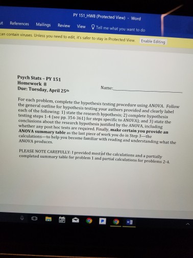 Solved PY 151 HW8 (Protected View) Word t References | Chegg.com