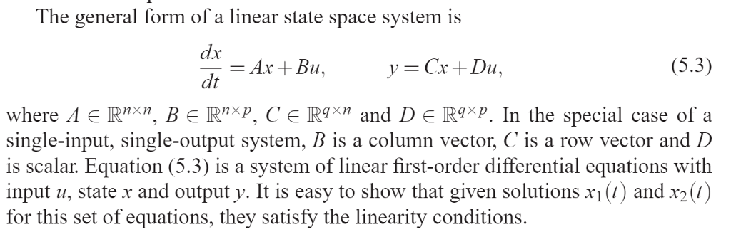 The general form of a linear state space system is | Chegg.com
