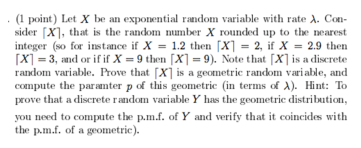 Solved Let X be an exponential random variable with rate | Chegg.com