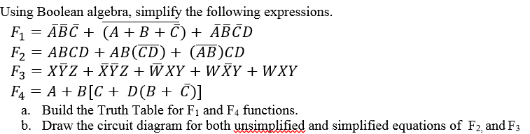 Solved Using Boolean algebra, simplify the following | Chegg.com