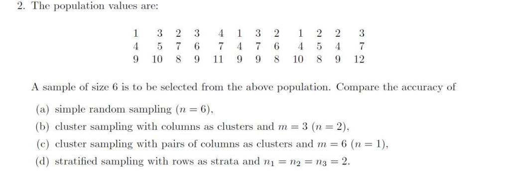 Solved The population values are: A sample of size 6 is to | Chegg.com